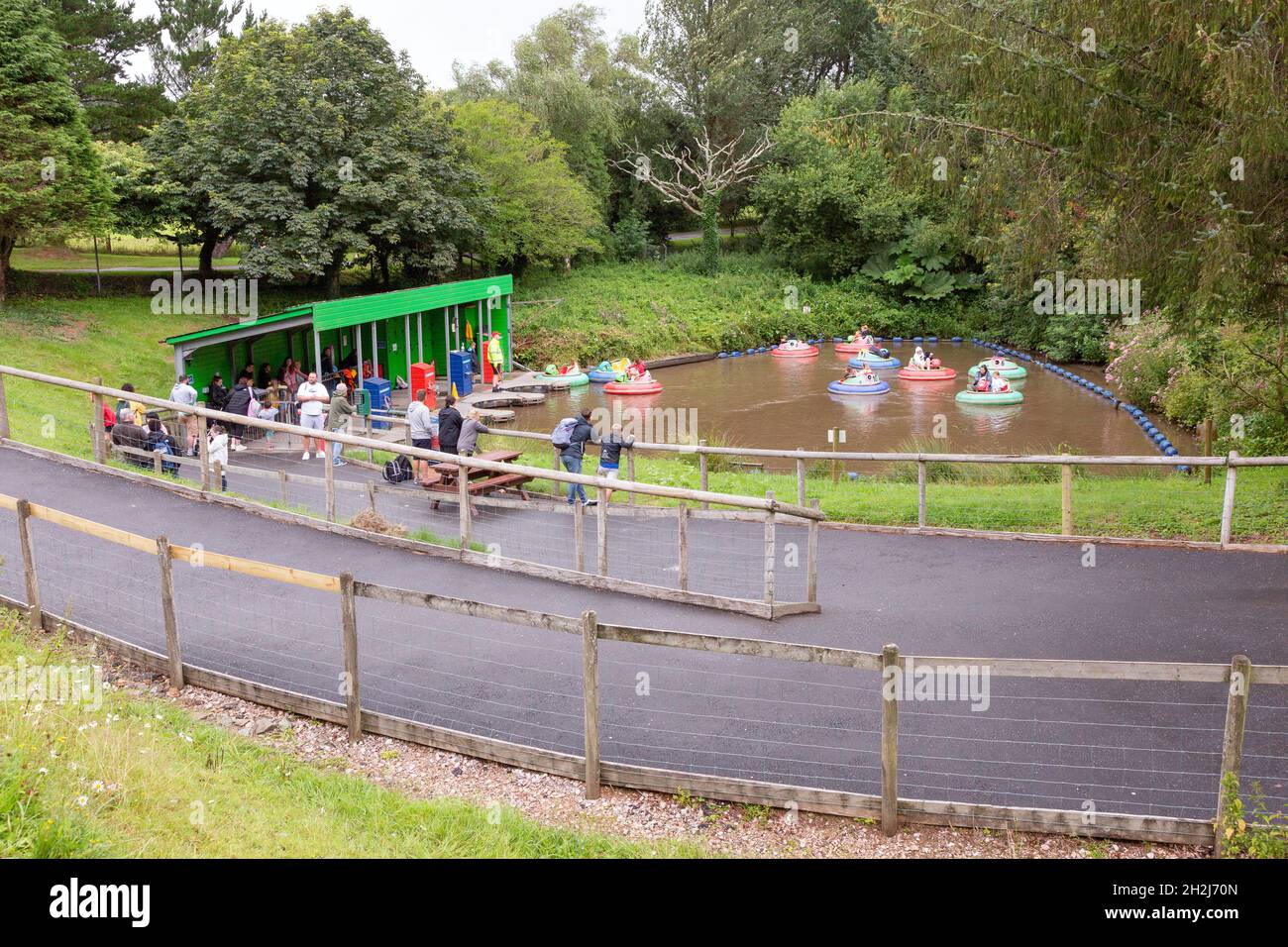 Bumper boats at Woodlands theme park,Totnes, devon, England, United ...