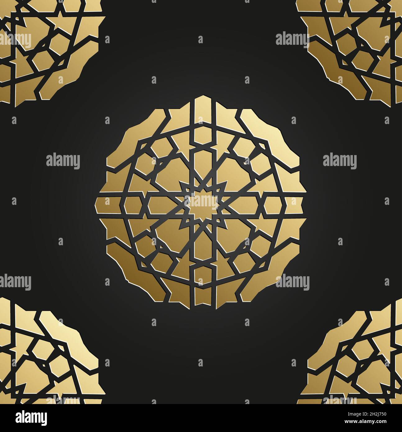Gold seamless islamic pattern with radial ornament. Ramadan Kareem ...