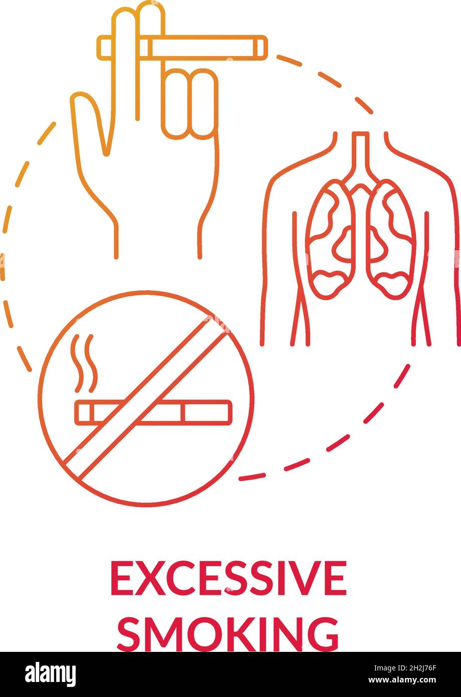 Excessive smoking red gradient concept icon Stock Vector Image & Art ...