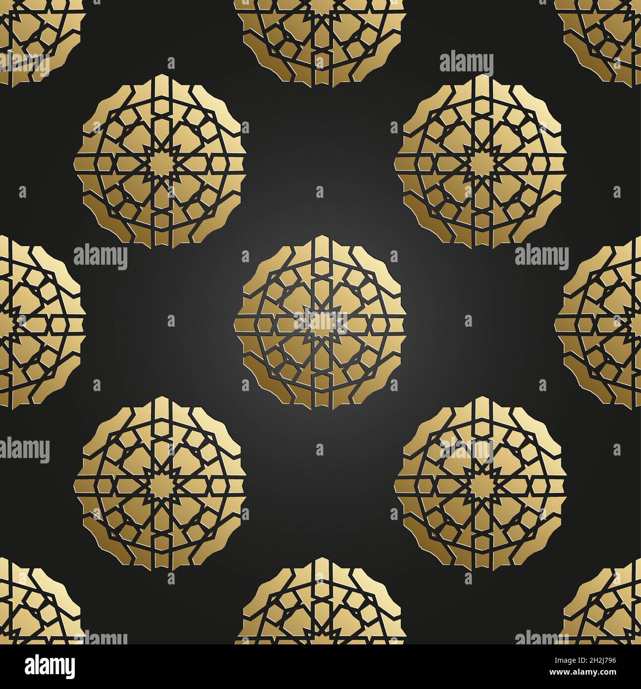 Gold seamless islamic pattern with radial ornament. Ramadan Kareem ...