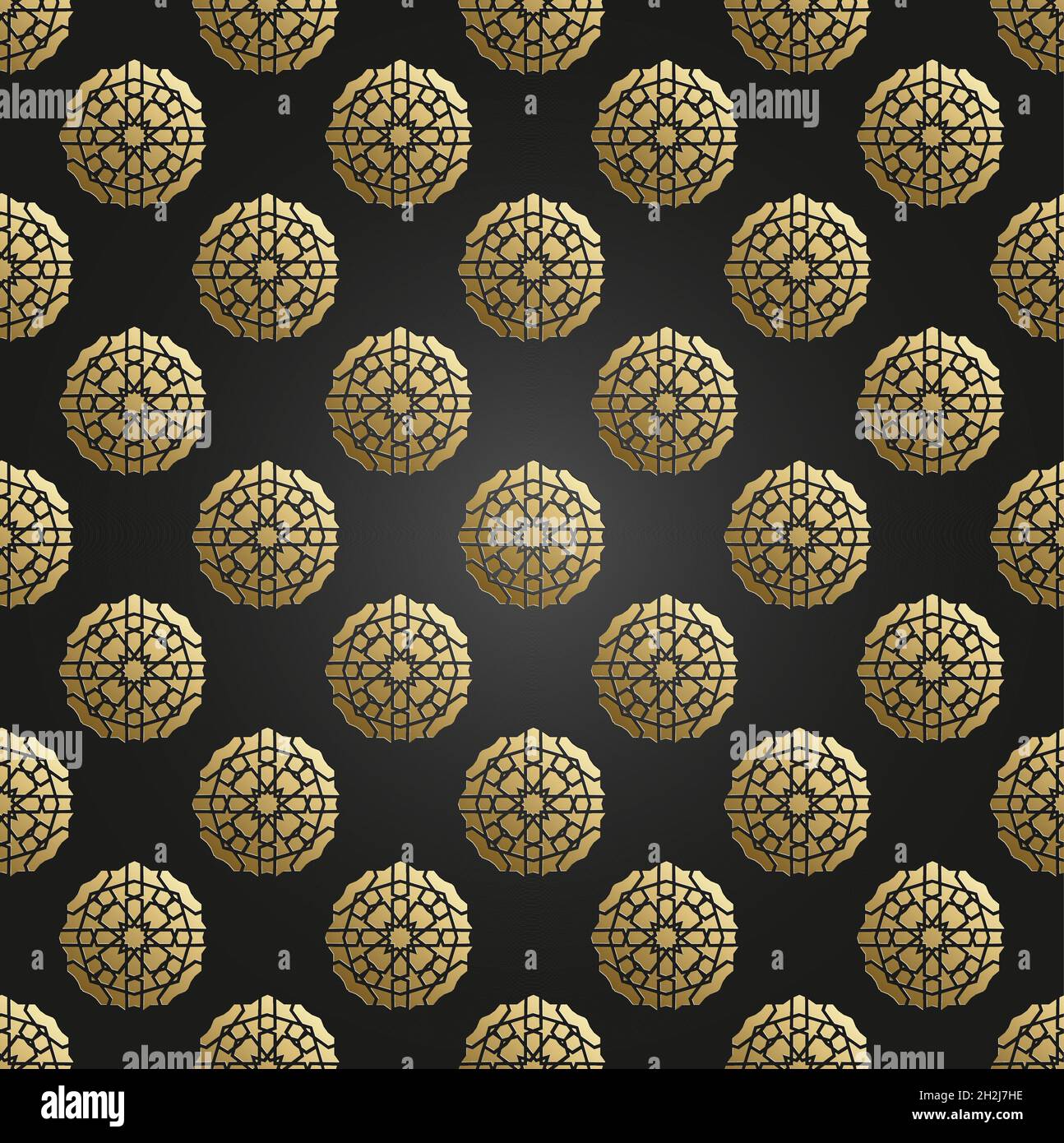 Gold seamless islamic pattern with radial ornament. Ramadan Kareem ...