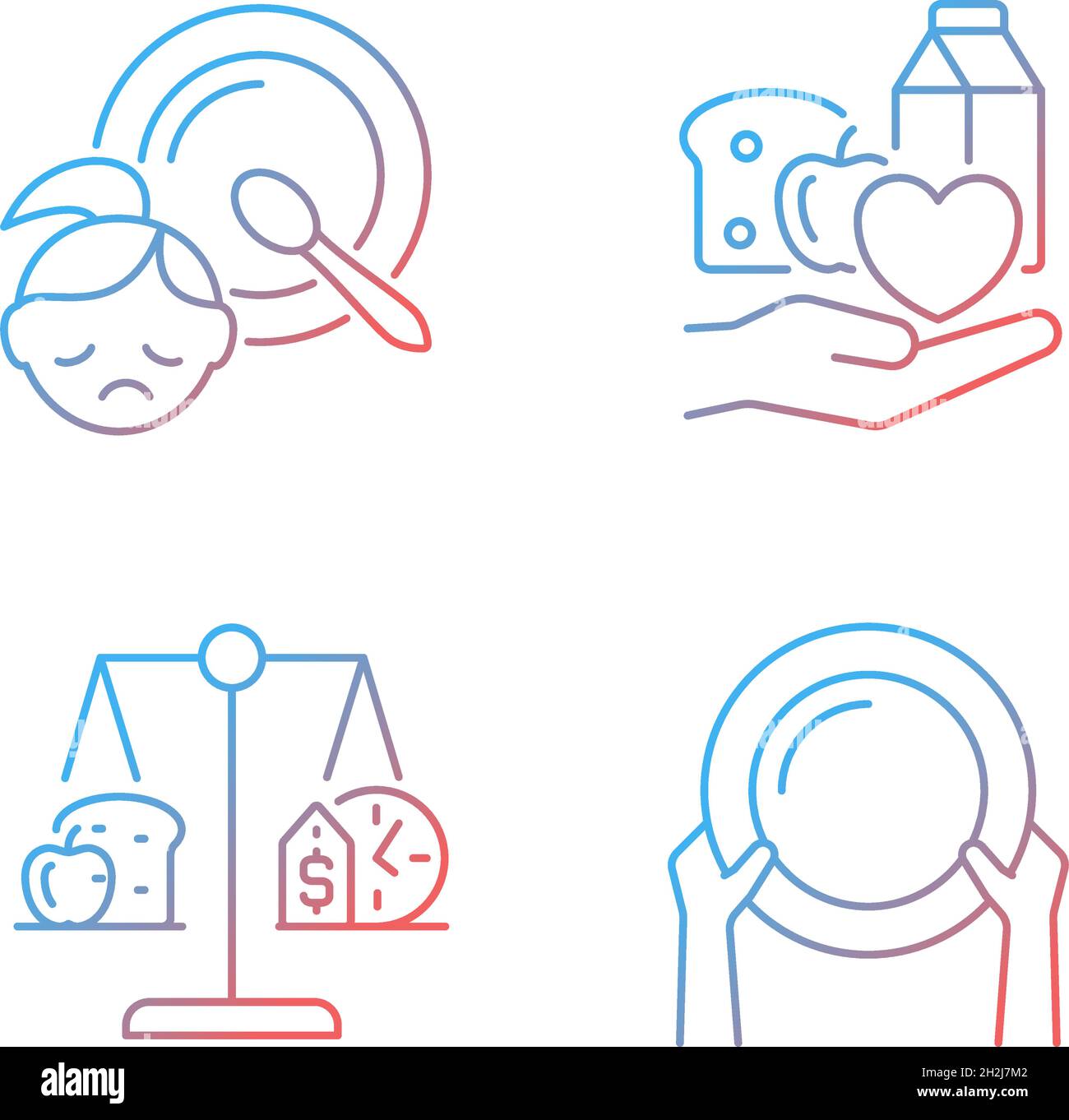Helping people in need gradient linear vector icons set Stock Vector ...