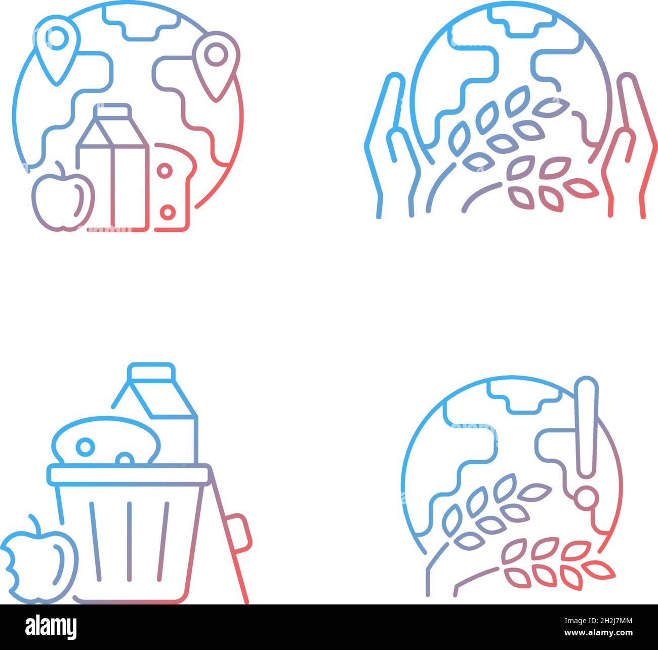 World hunger issues gradient linear vector icons set Stock Vector Image ...