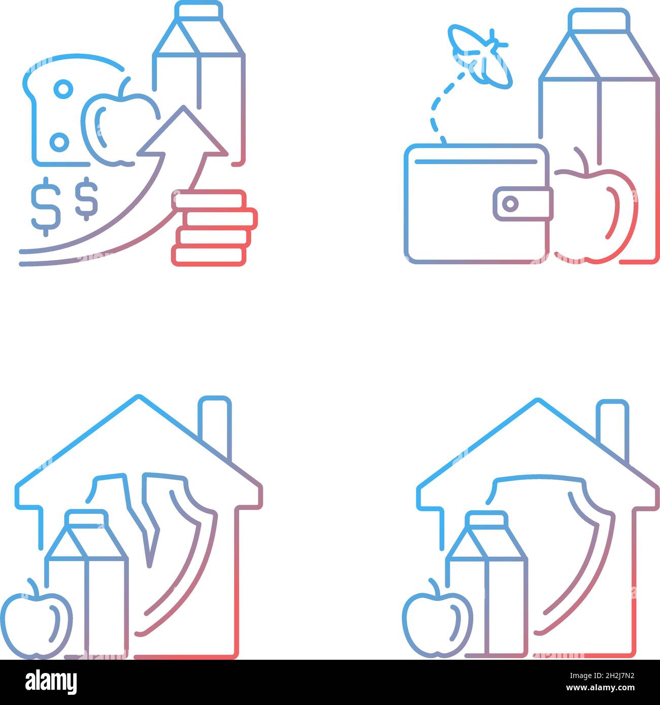 Poverty and hunger gradient linear vector icons set Stock Vector Image ...