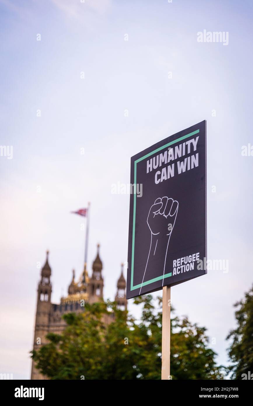 Humanity can Win, Refugee action poster, Refugee rally against the new ...
