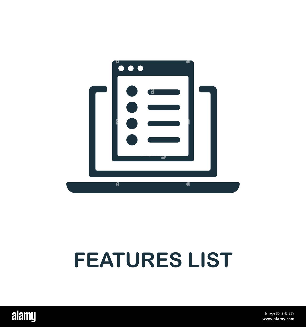 Features List icon. Monochrome sign from graphic design collection ...