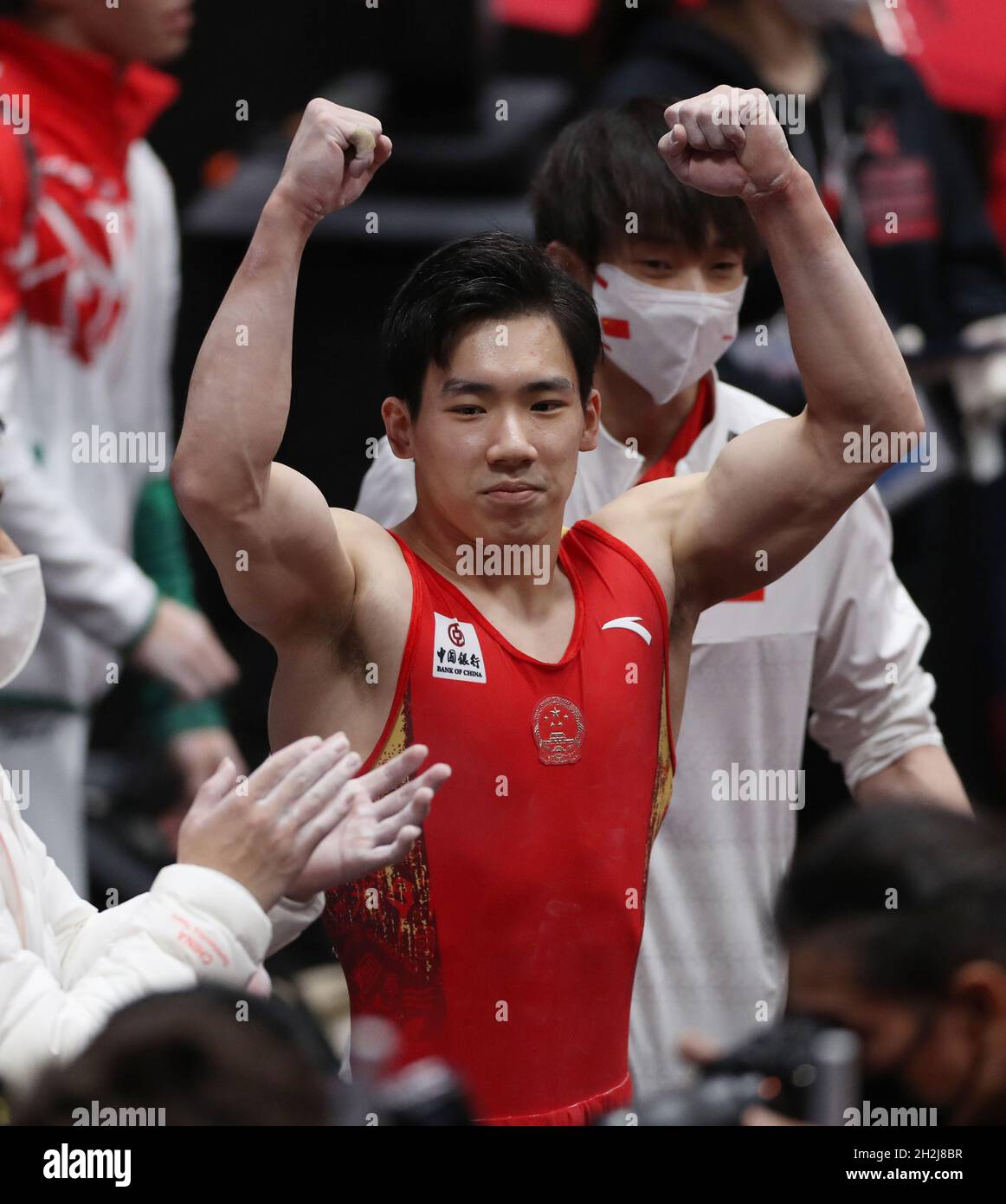 Kitakyushu, Japan. 22nd Oct, 2021. Zhang Boheng of China celebrates ...