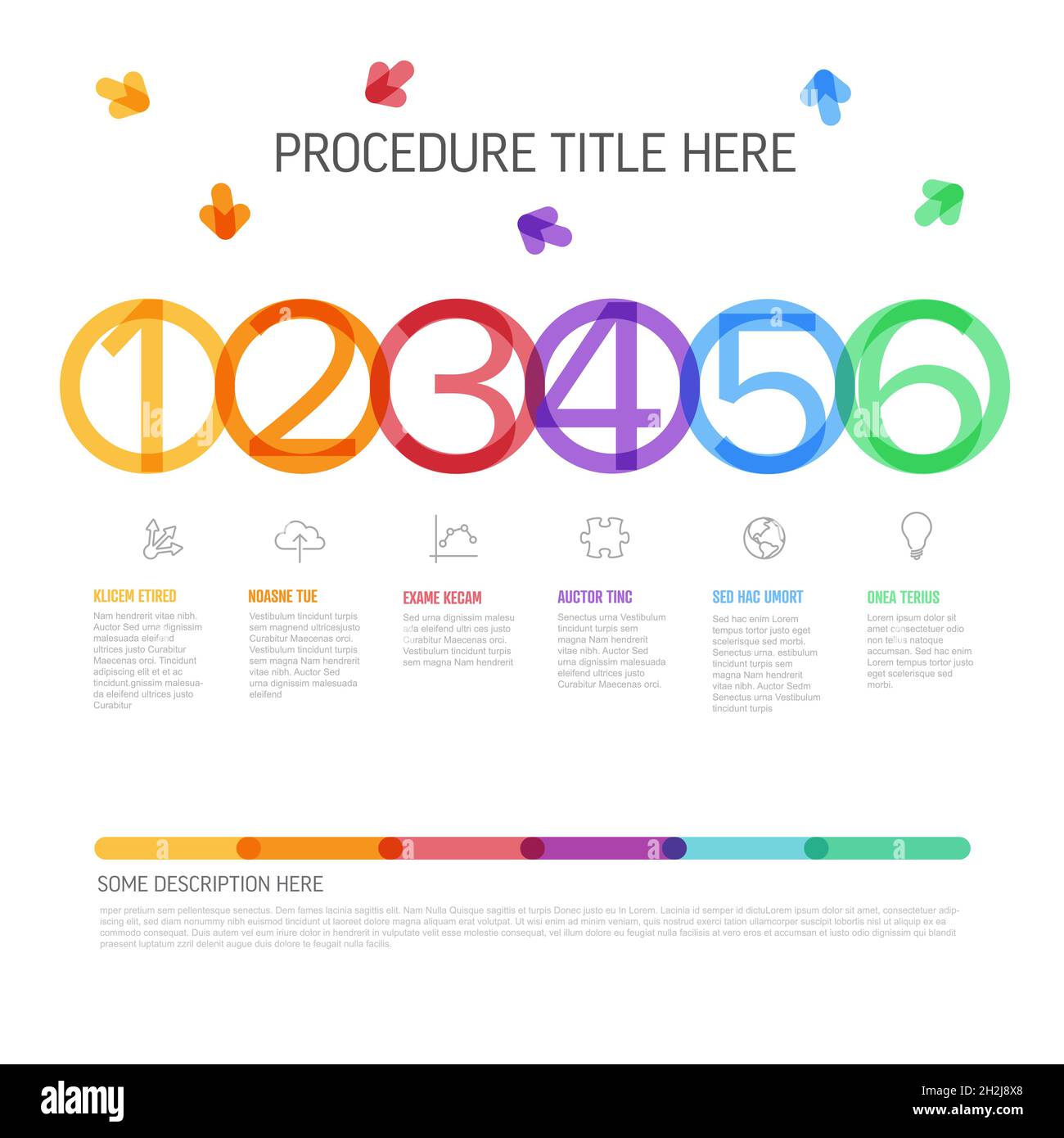 Vector process progress template diagram schema - six horizontal circle ...
