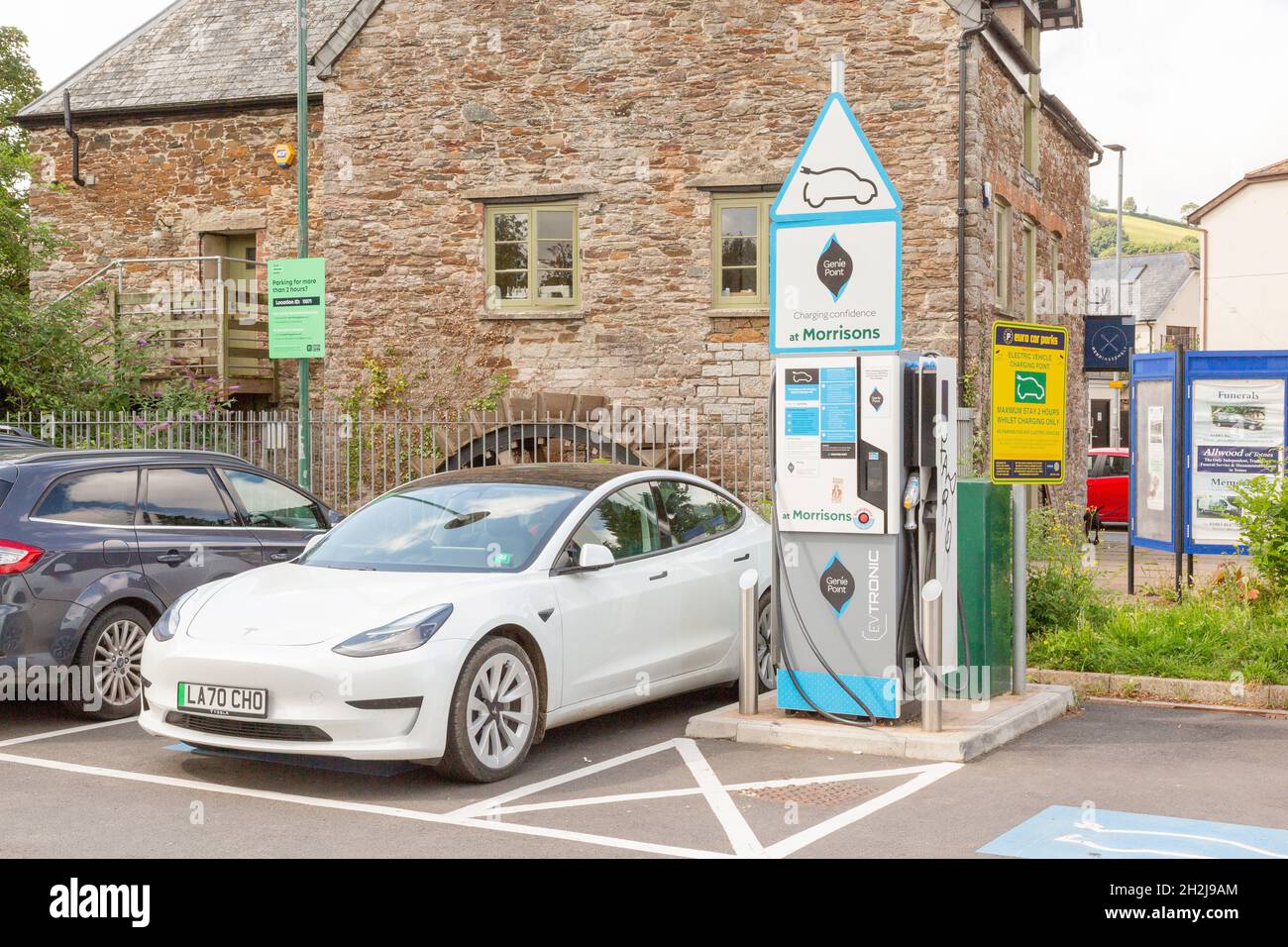 Electric car charge point EV Morrisons supermarket, Totnes, Devon ...