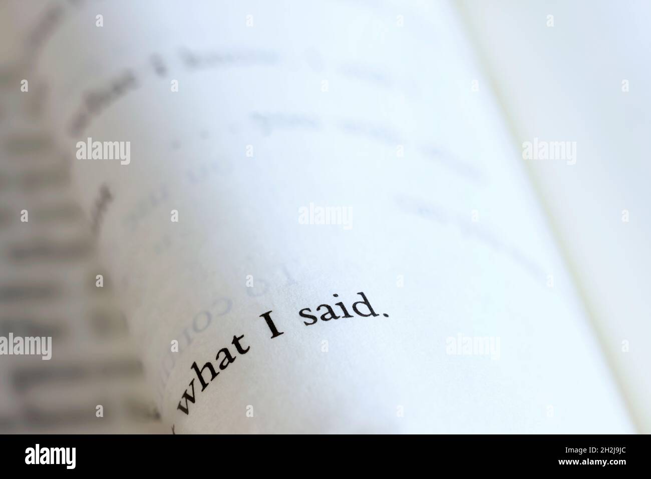 Words in a folded book page ,the sentence is -WHAT I SAID - in the ...