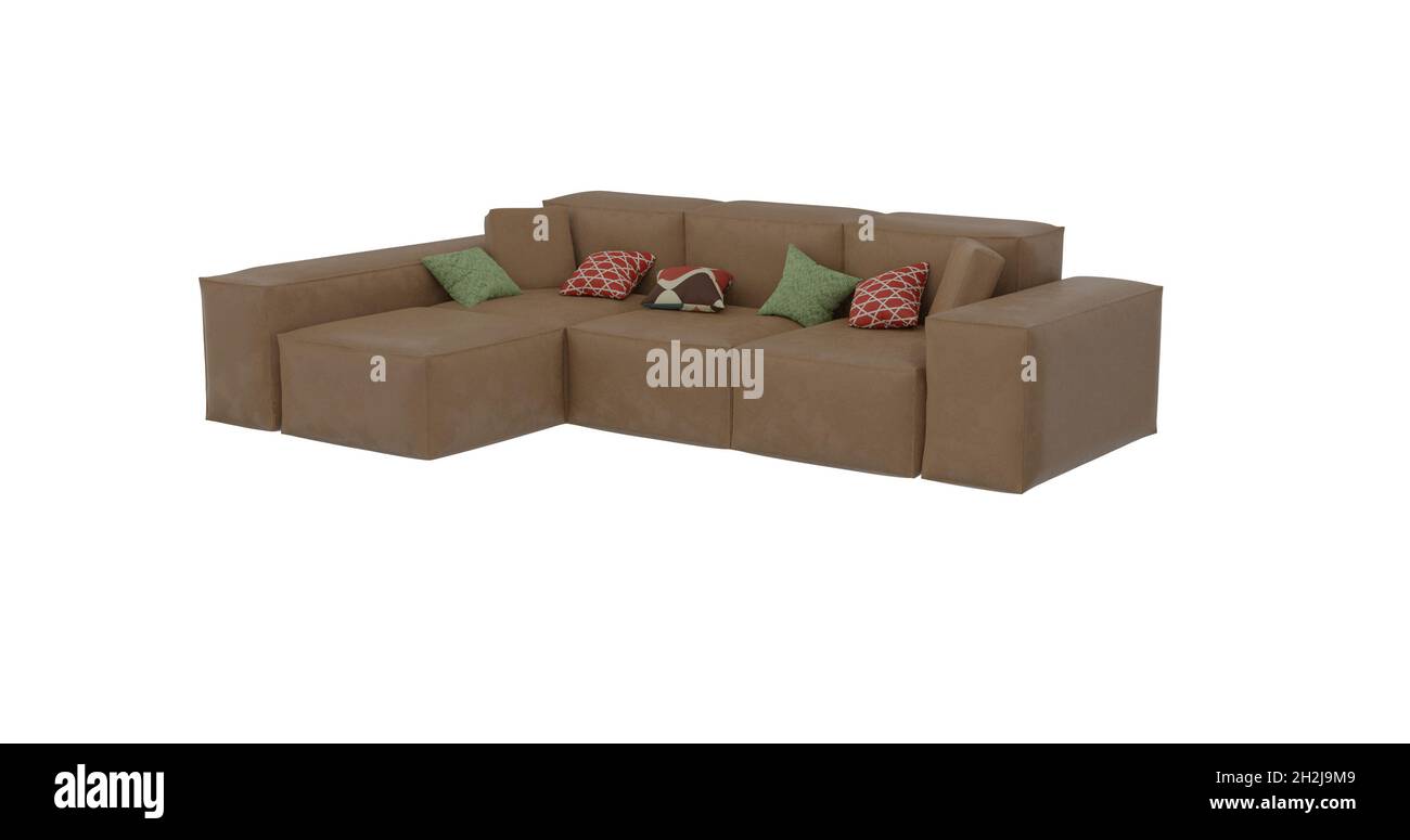 Modern modular furniture. 3D Rendering of sofa on a white background ...