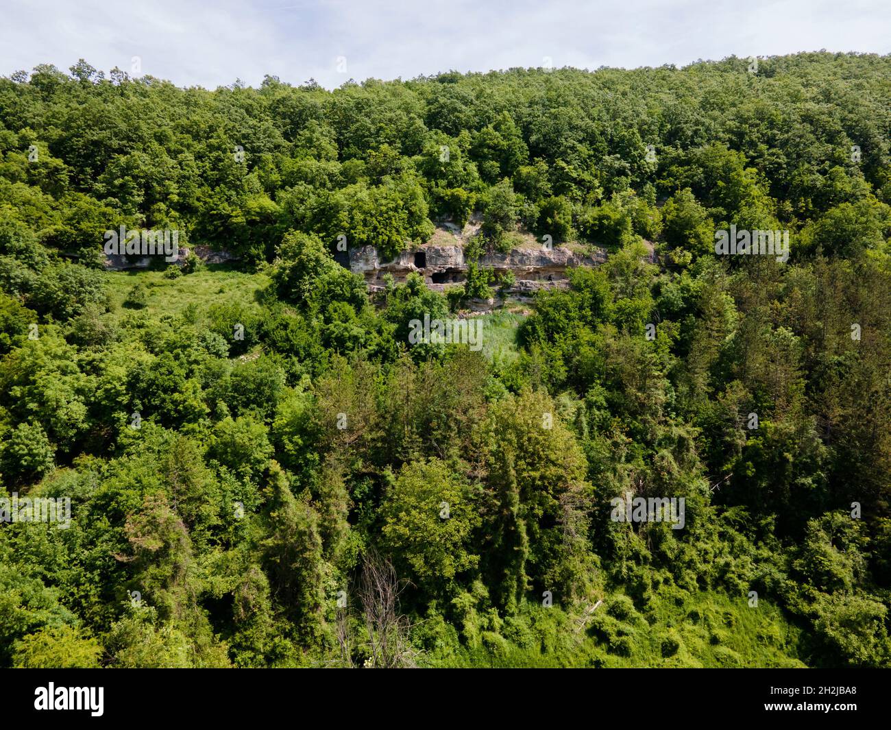 Aerial view of Albotin Rock Monastery, Vidin Region, Bulgaria Stock ...