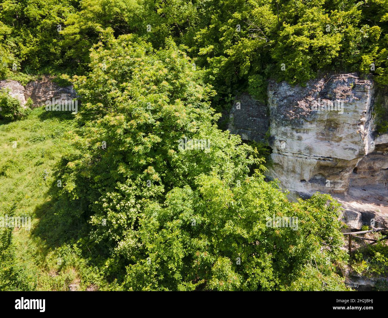 Aerial view of Albotin Rock Monastery, Vidin Region, Bulgaria Stock ...