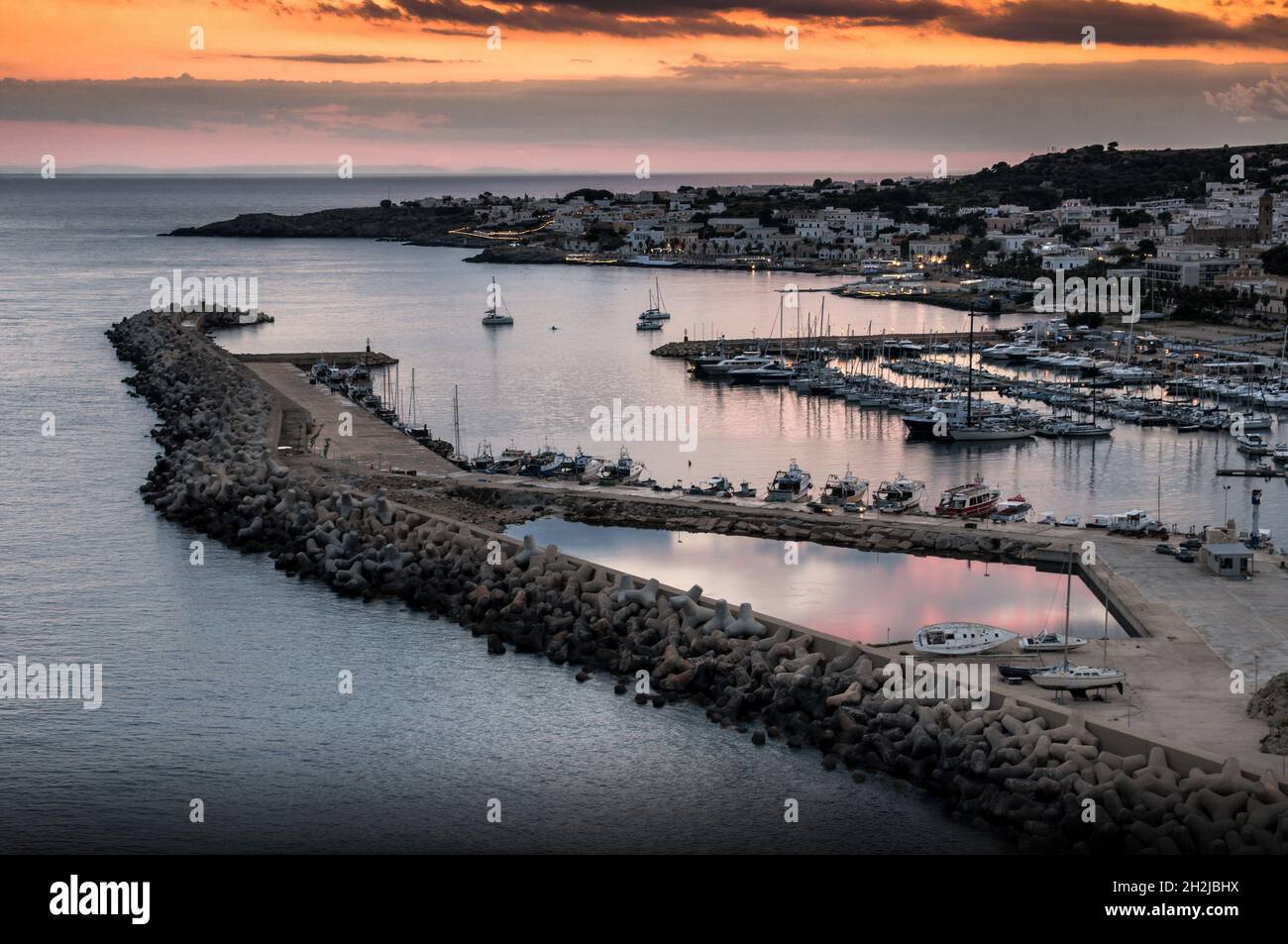 Aerial view of the port at sunset Stock Photo - Alamy