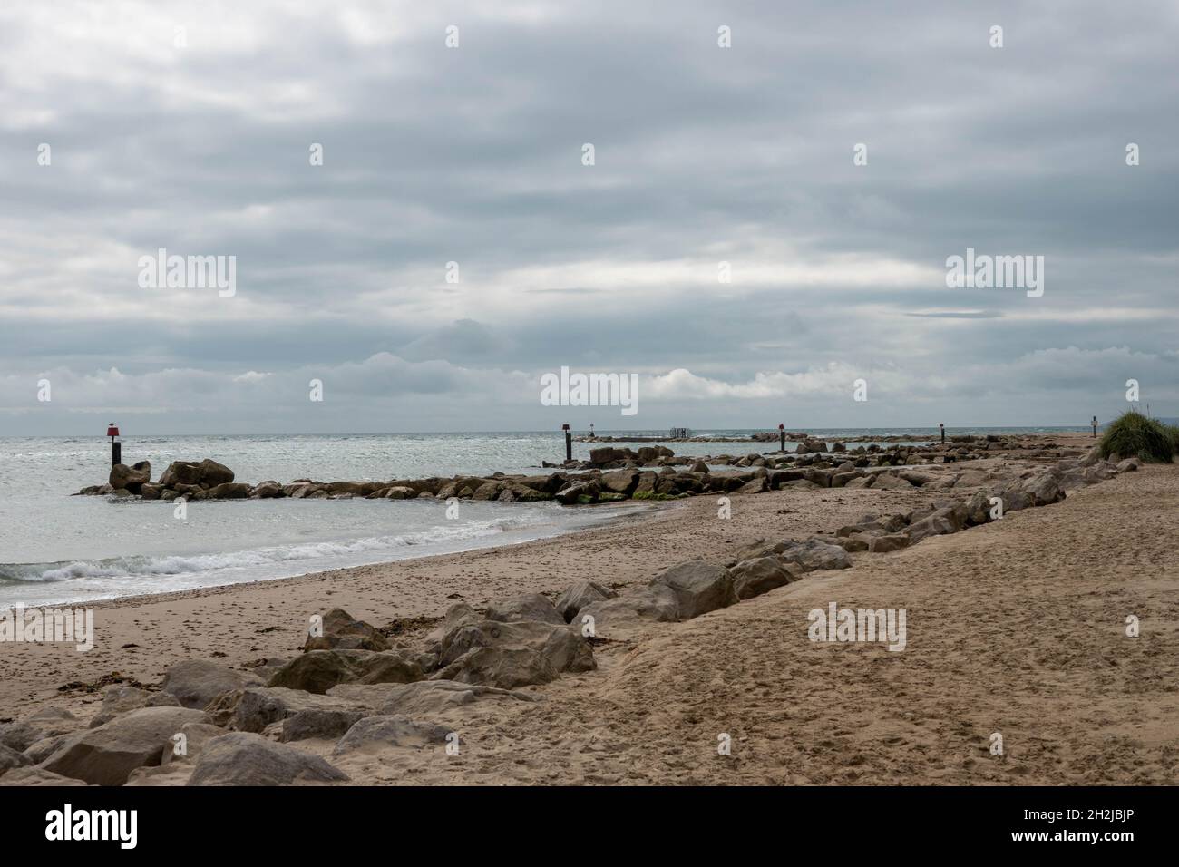 beautiful deserted beach at Mudeford Spit Dorset England Stock Photo ...