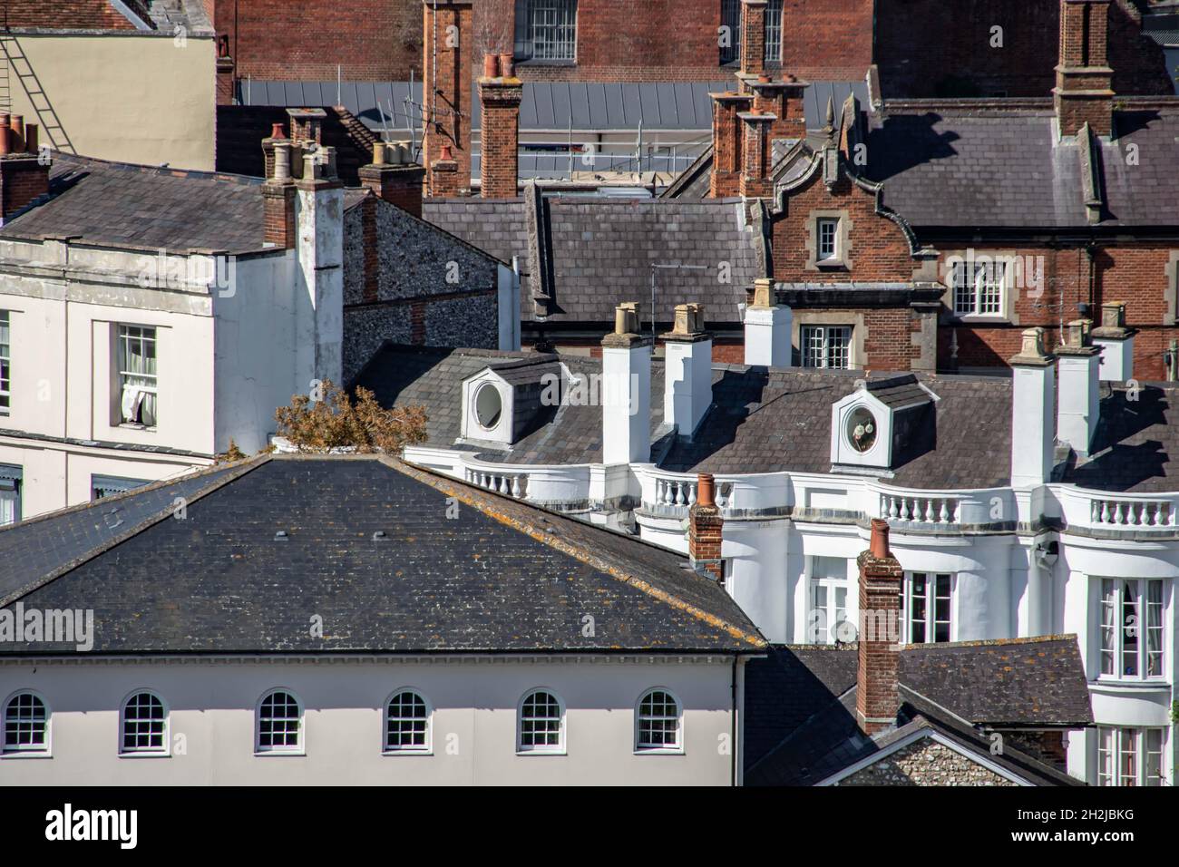 view across the rooftops in Winchester Hampshire England Stock Photo ...