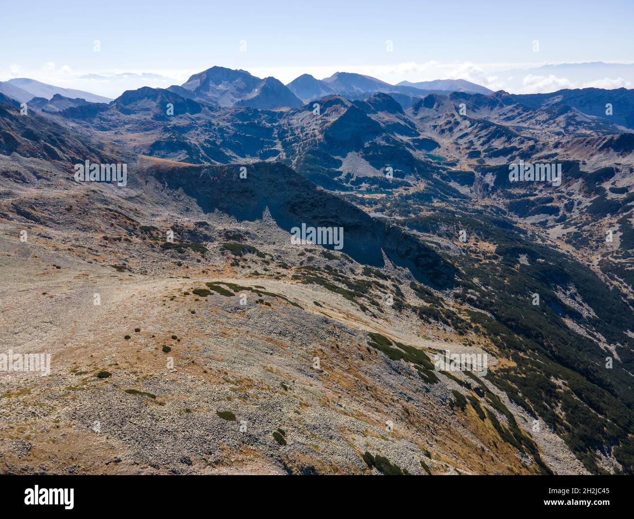 Amazing Aerial view of Around Polezhan peak, Pirin Mountain, Bulgaria ...