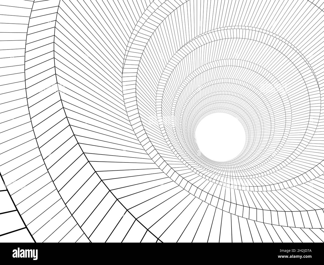 Outline wire frame spiral pattern over white, 3d rendering illustration ...