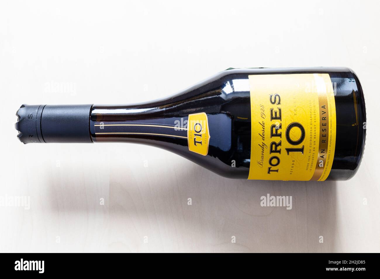 Moscow, Russia - October 16, 2021: lying bottle with TORRES Gran ...