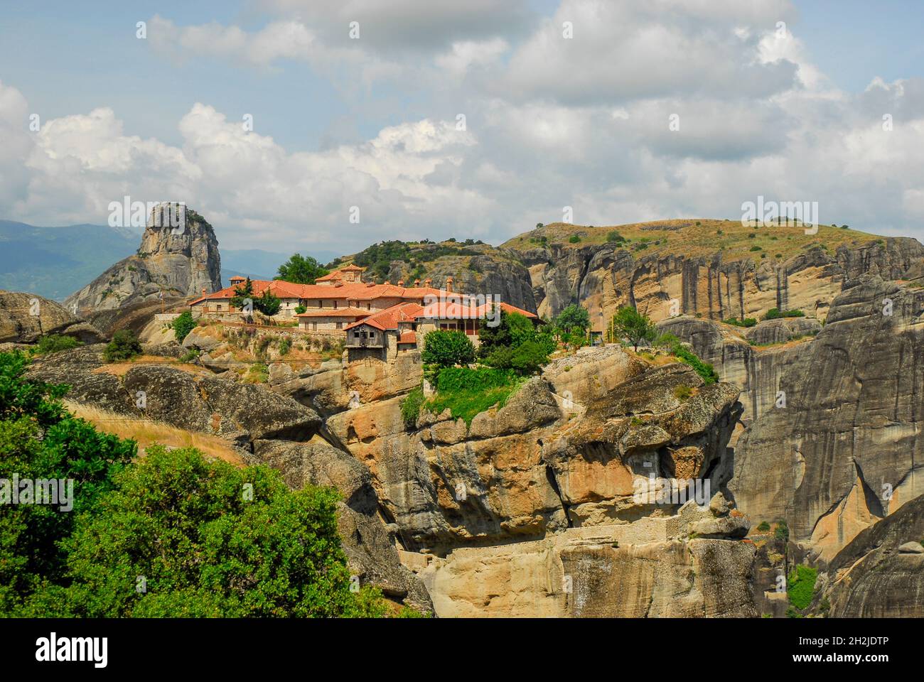 Spectacular Meteora rock formations and monasteries, Meteora, Plain of ...