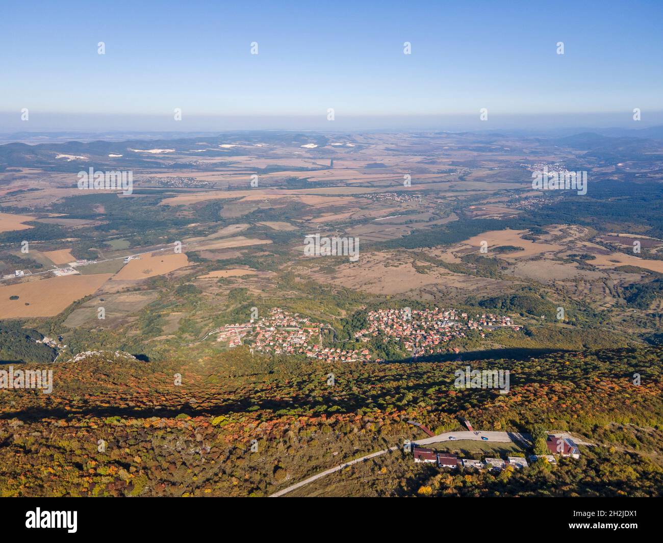 Amazing Aerial Autumn Landscape of Balkan Mountains near town of Vratsa ...