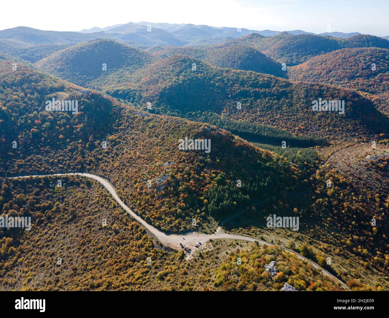 Amazing Aerial Autumn Landscape of Balkan Mountains near town of Vratsa ...