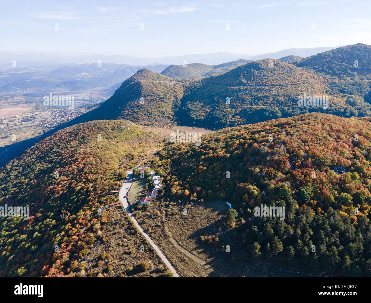 Amazing Aerial Autumn Landscape of Balkan Mountains near town of Vratsa ...