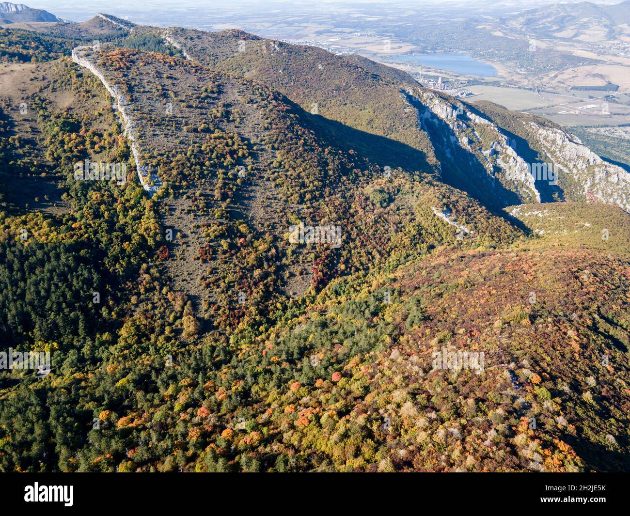Amazing Aerial Autumn Landscape of Balkan Mountains near town of Vratsa ...