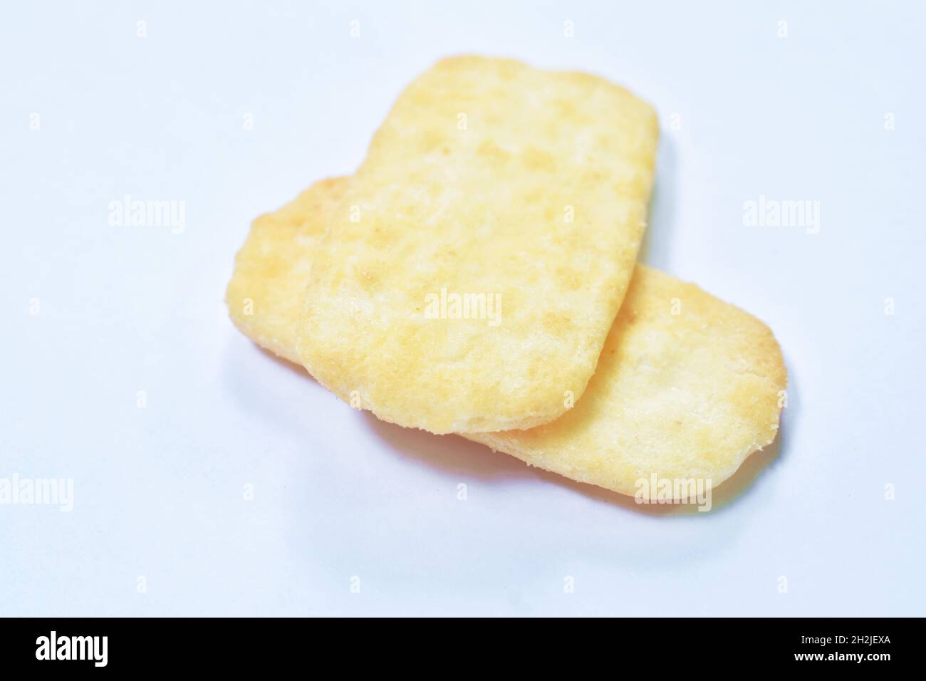 baking salty rice cracker snack arranging on white background Stock ...