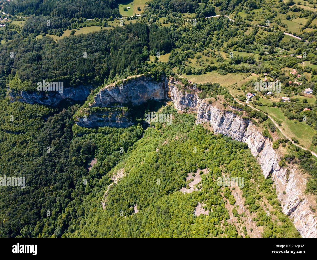 Amazing Aerial view of Stara Planina Mountain near village of Zasele ...