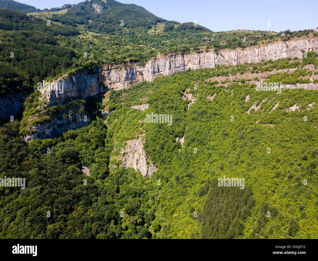 Amazing Aerial view of Stara Planina Mountain near village of Zasele ...