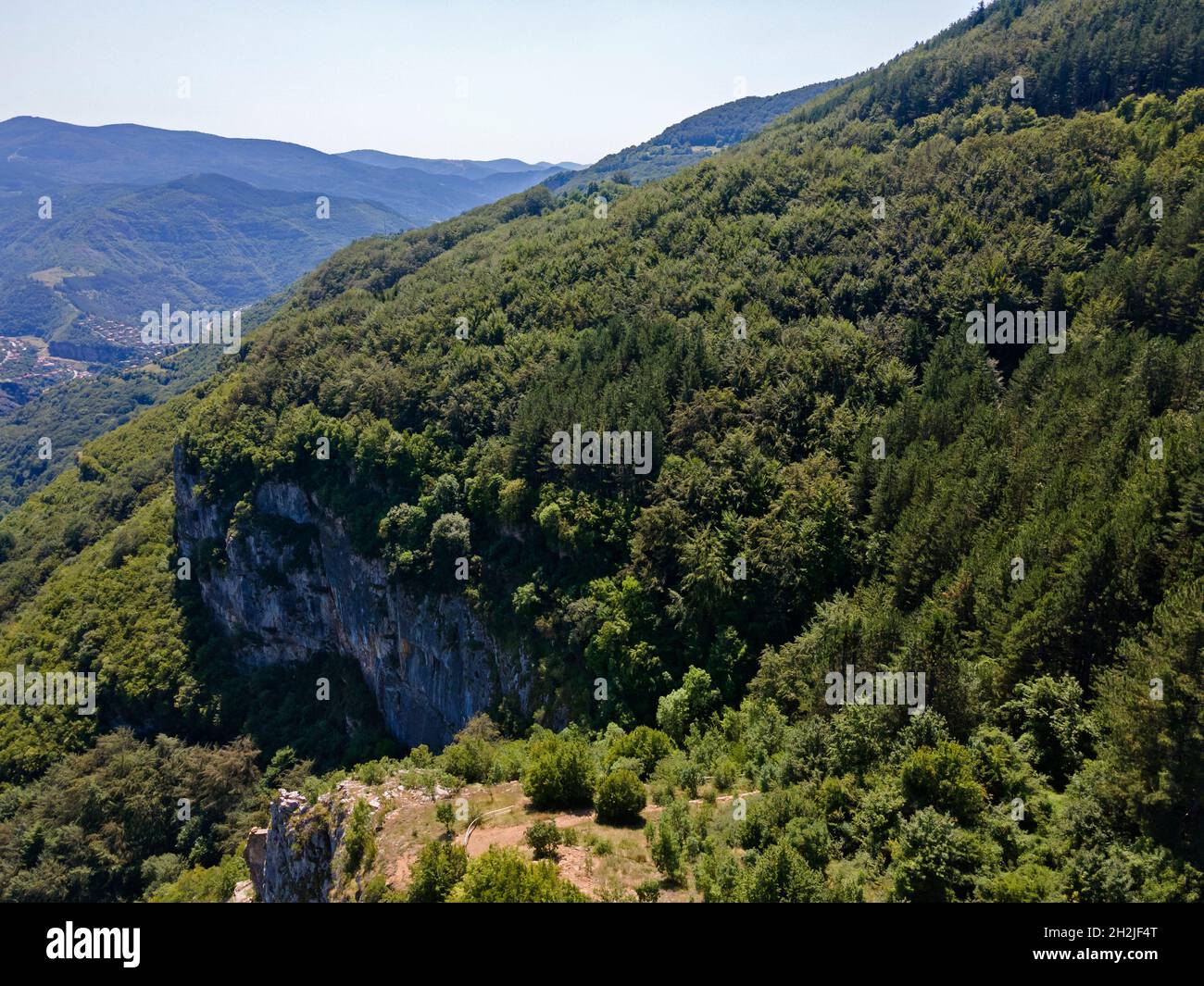 Amazing Aerial view of Stara Planina Mountain near village of Zasele ...