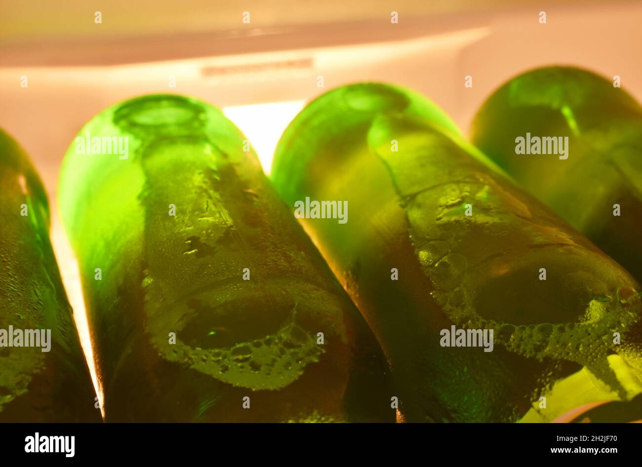 beer in green glass bottle cold arranging in refrigerator Stock Photo ...