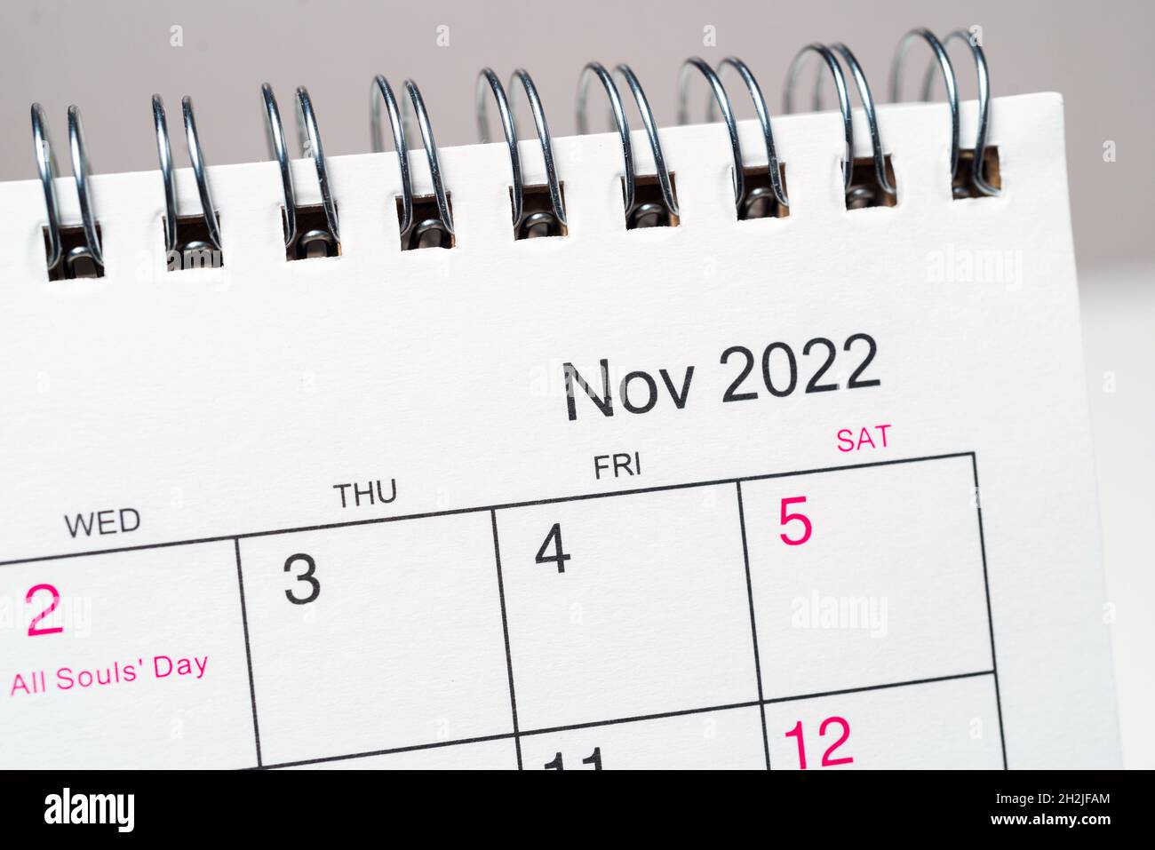 November 2022 year on desk calendar close up Stock Photo - Alamy