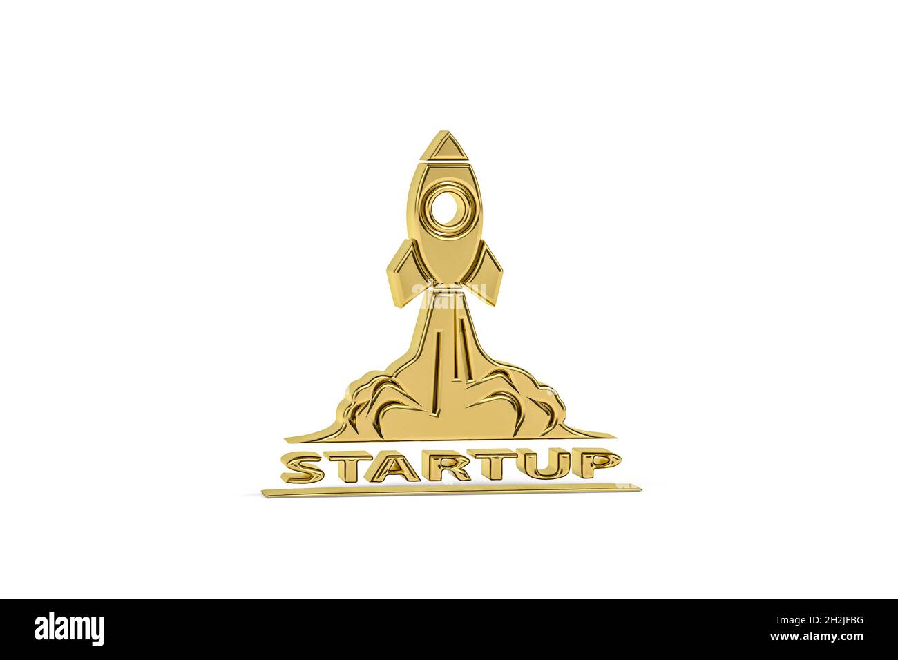 Golden 3d startup company icon isolated on white background - 3d render ...