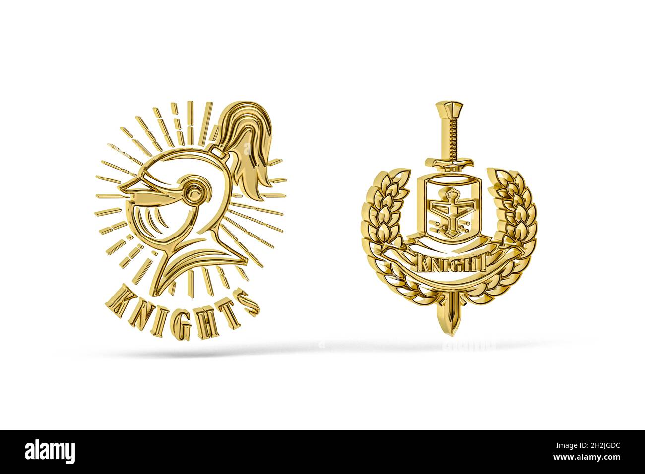 Golden 3d knight icon isolated on white background - 3d render Stock ...