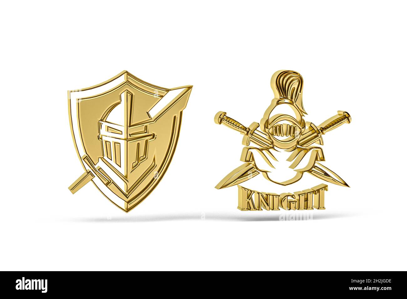 Golden 3d knight icon isolated on white background - 3d render Stock ...