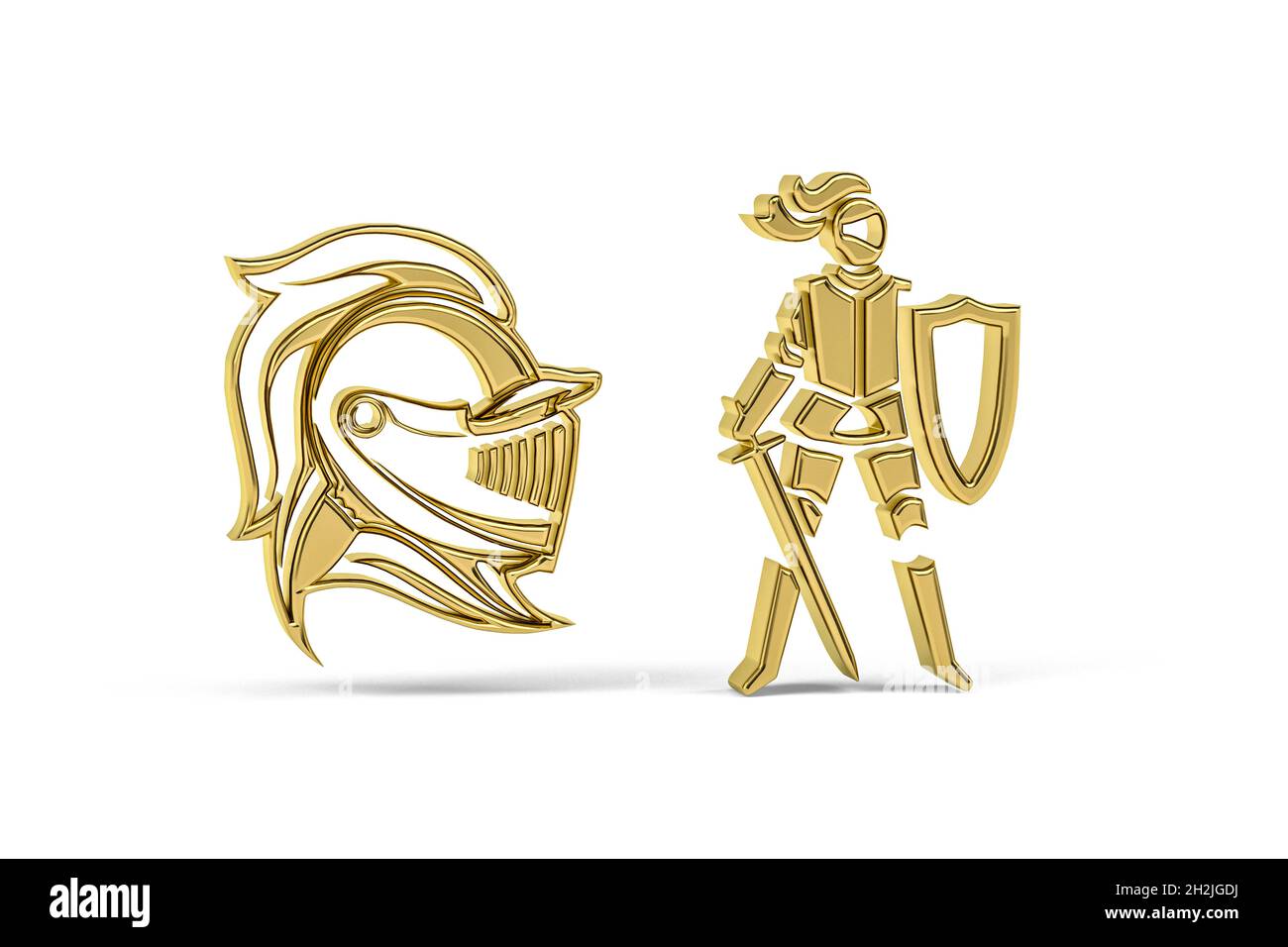 Golden 3d knight icon isolated on white background - 3d render Stock ...