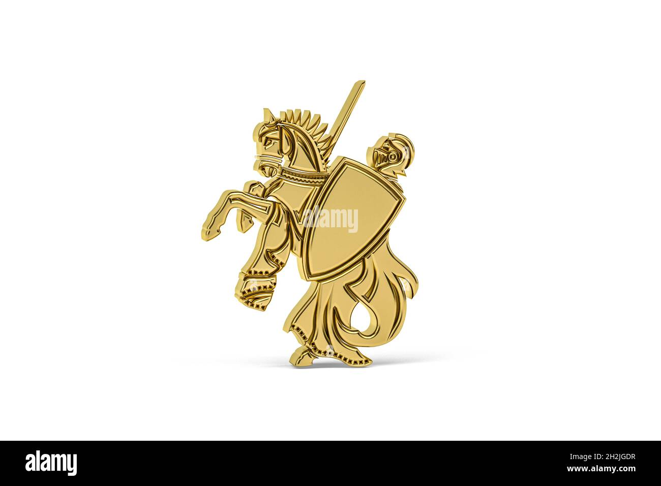 Golden 3d knight icon isolated on white background - 3d render Stock ...