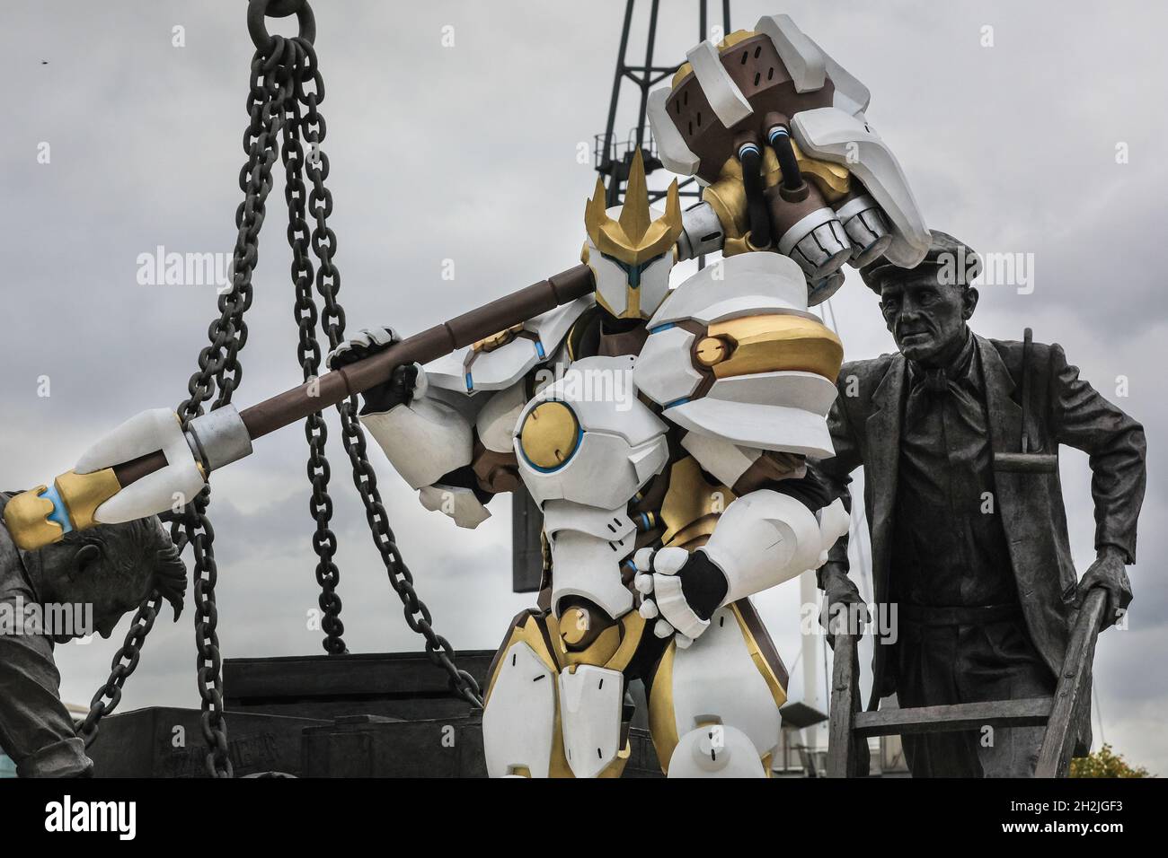 ExCel, London, UK. 22nd Oct, 2021. A giant Reinhardt character from ...
