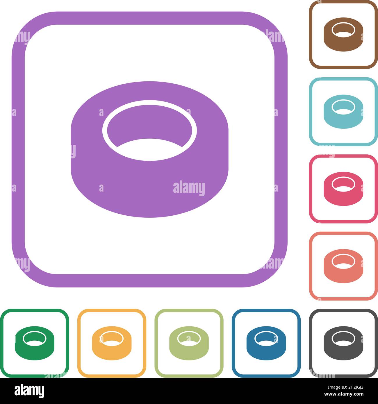 Insulating tape simple icons in color rounded square frames on white background Stock Vector ...