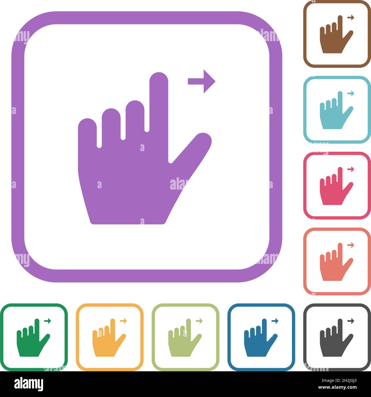 Left handed move right gesture simple icons in color rounded square ...