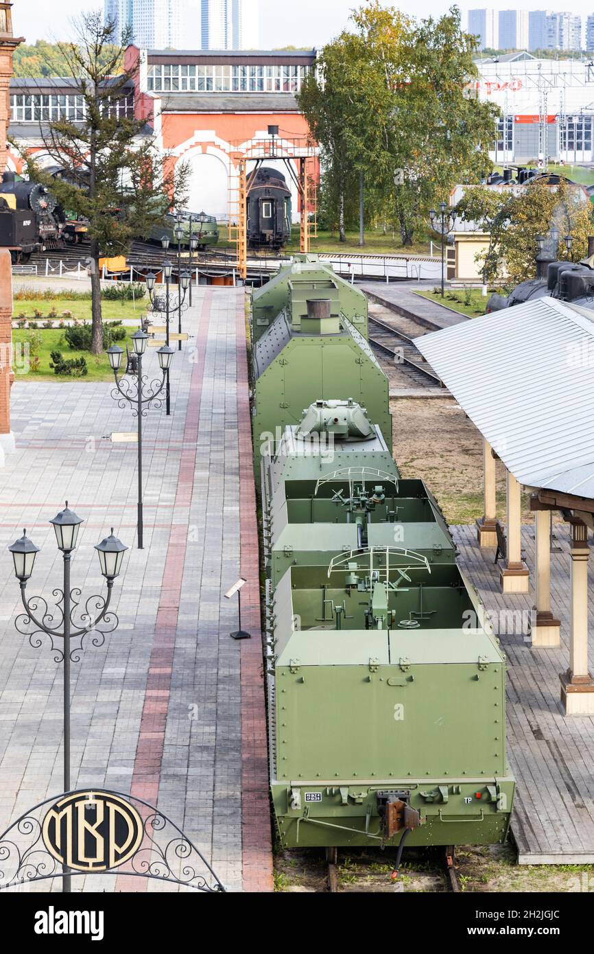 Moscow, Russia - September 29, 2021: above view of armored train in ...