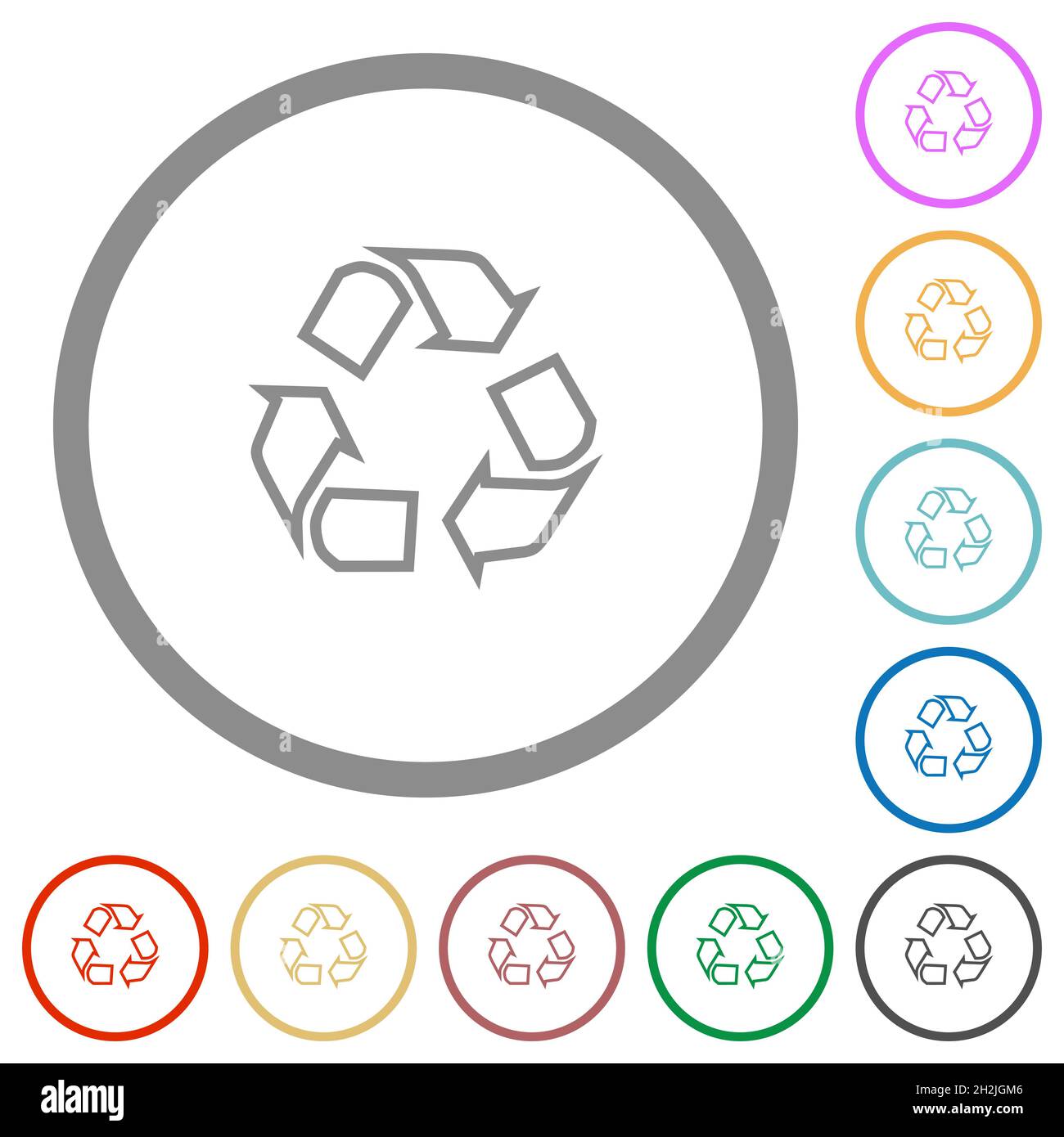 Recycling outline flat color icons in round outlines on white ...
