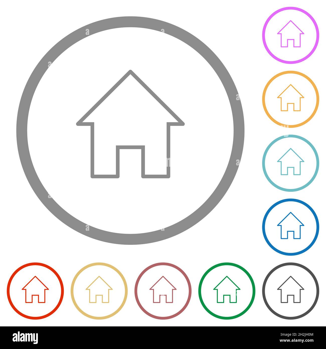 Home outline flat color icons in round outlines on white background ...