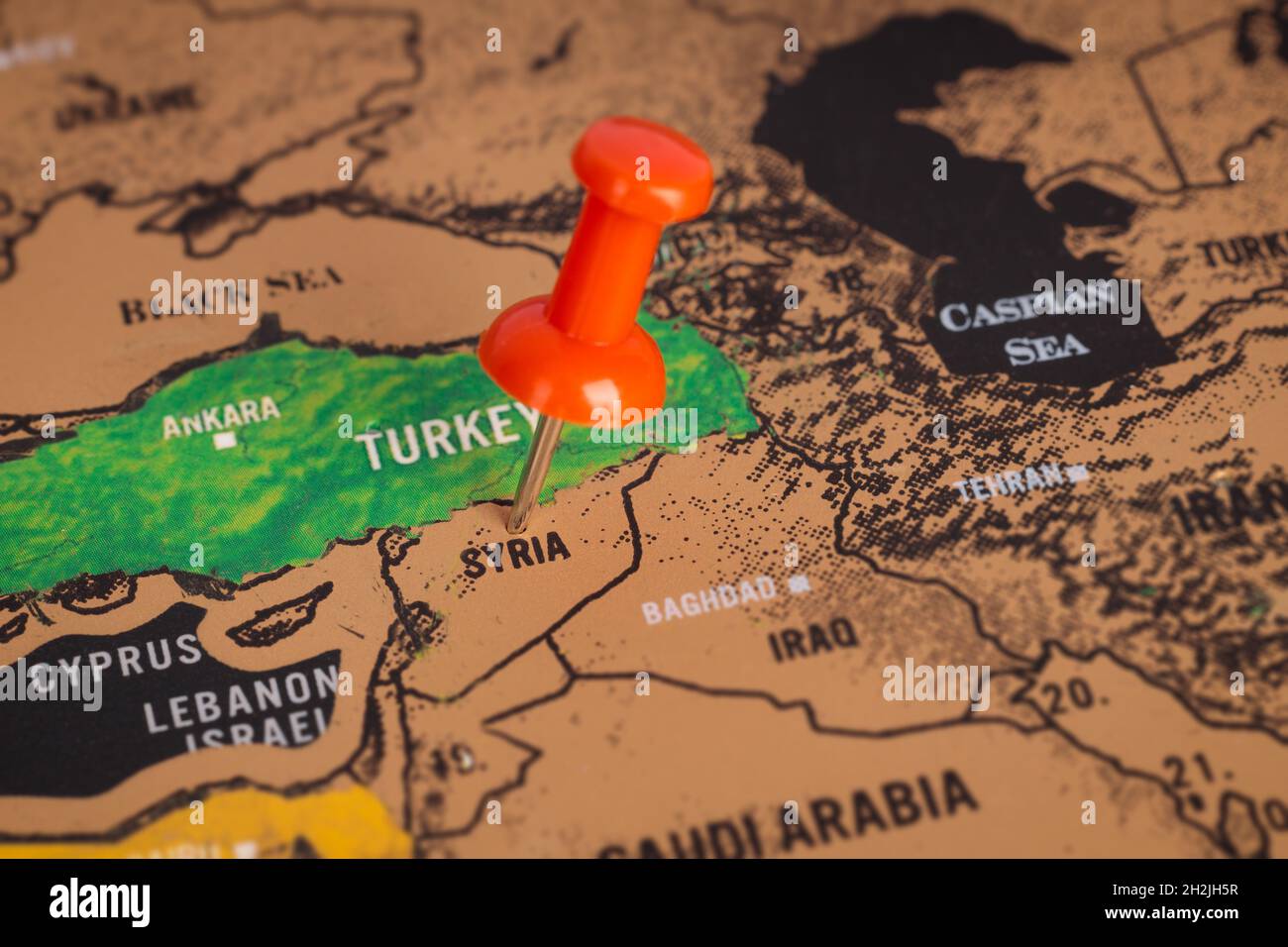 Location Syria. Red pin on the map Stock Photo - Alamy