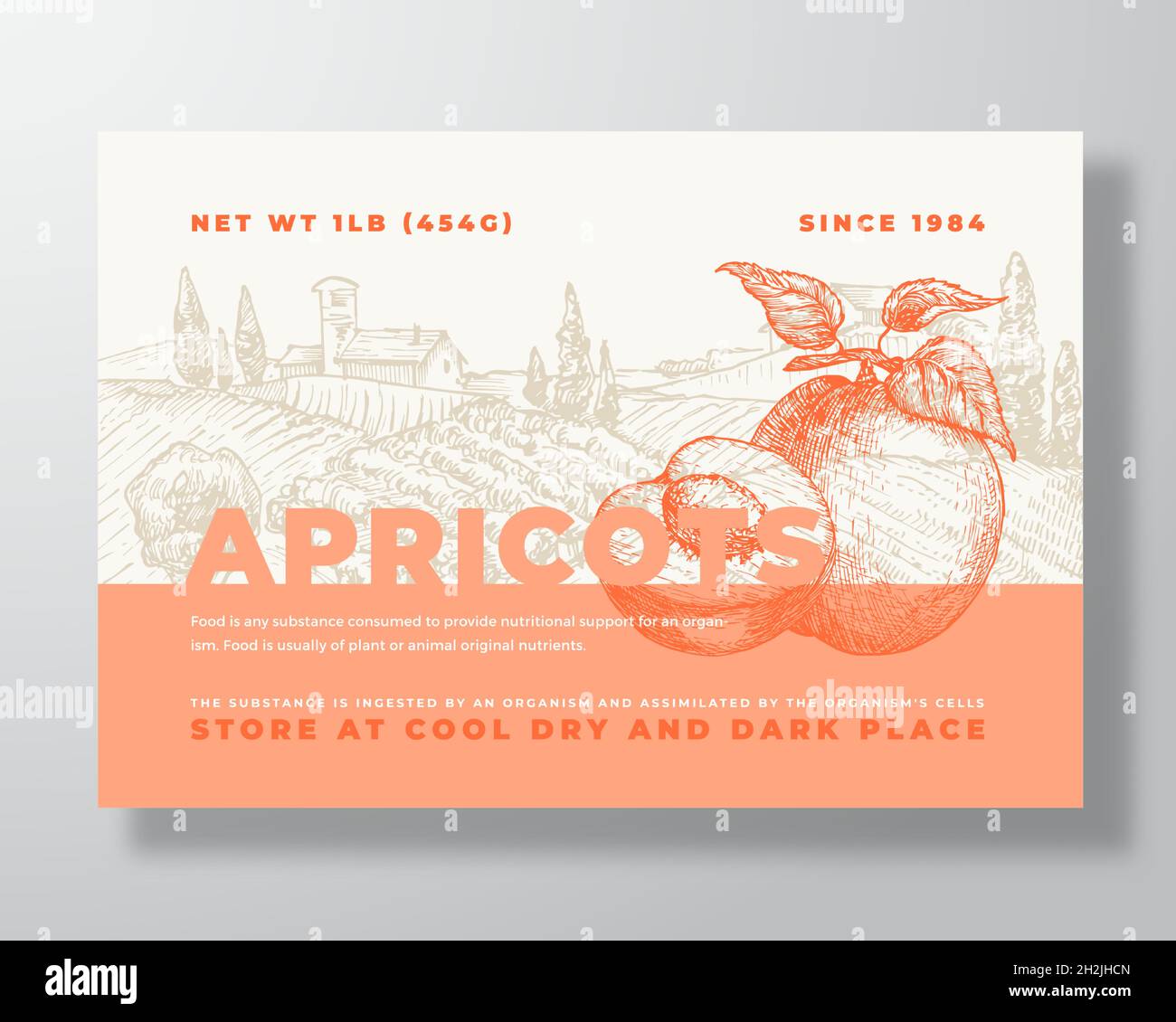 Fresh Apricots Food Label Template. Abstract Vector Packaging Design ...