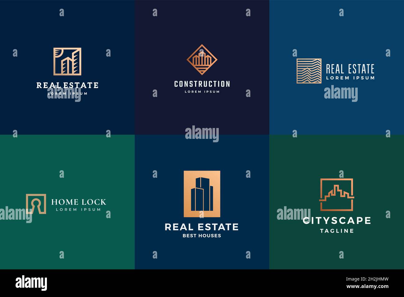 Real Estate Abstract Vector Signs, Symbols or Logo Templates Set ...