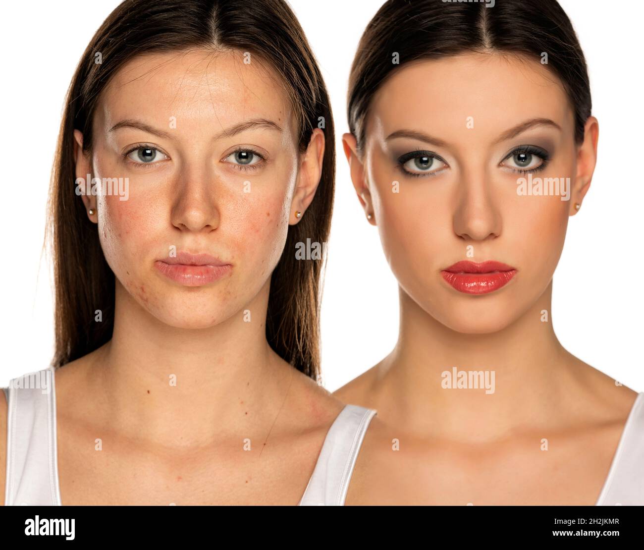 Portrait difference comparison hi-res stock photography and images - Alamy