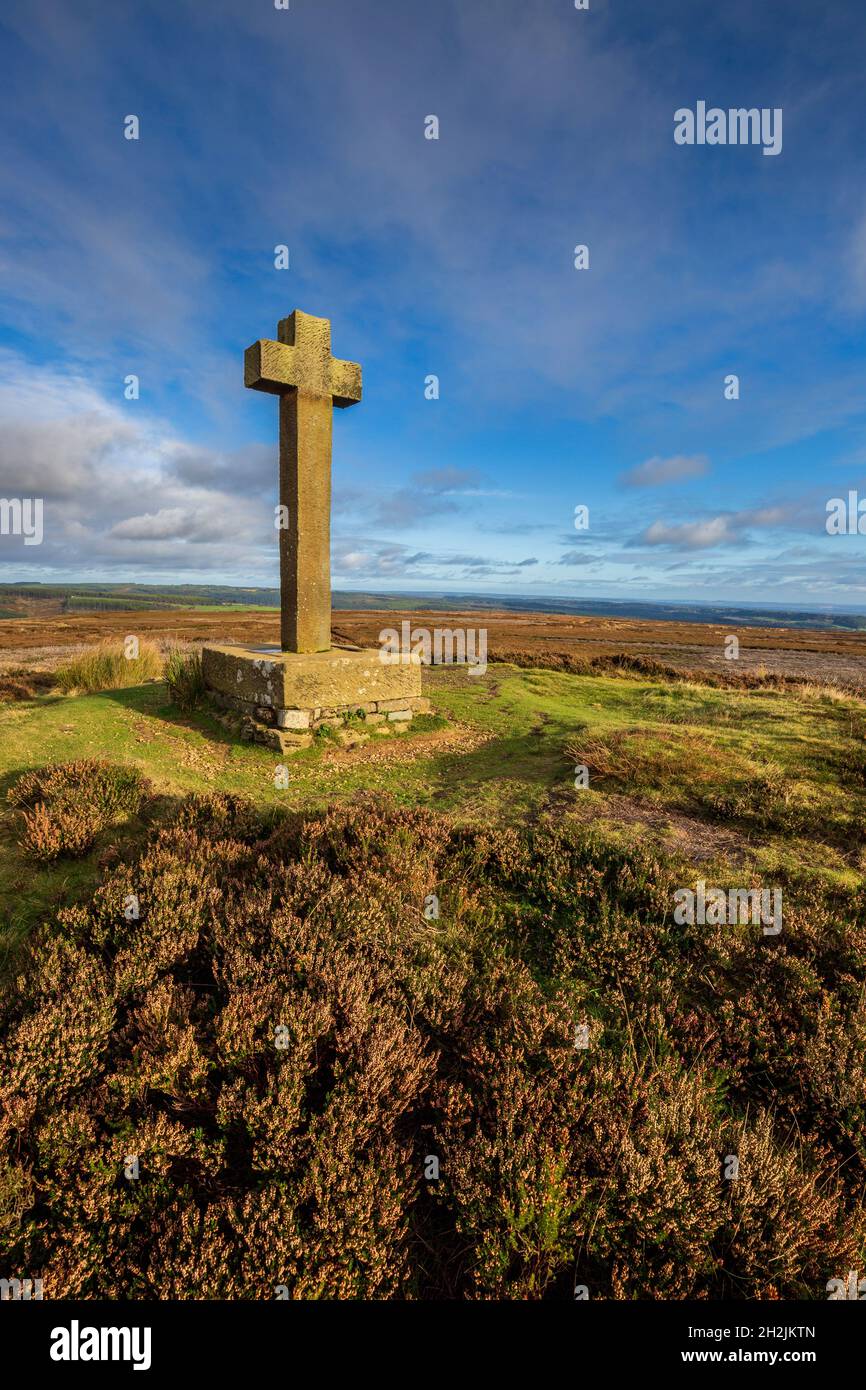 The Ana Cross waymarker at Bank Top in the North York Moors National ...